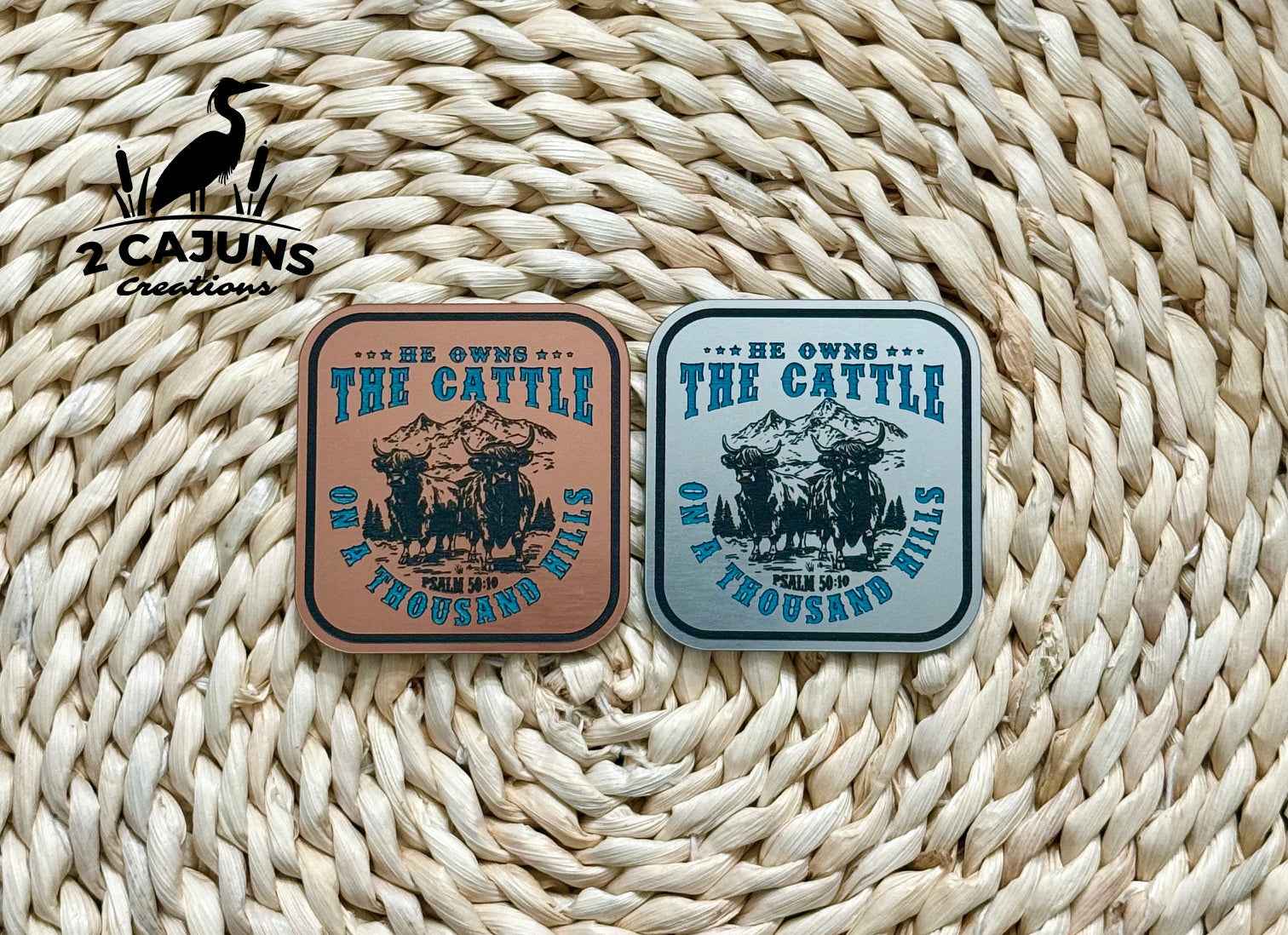 He Owns the Cattle on a Thousand Hills Psalm 50:10 Acrylic Hat Patch ...