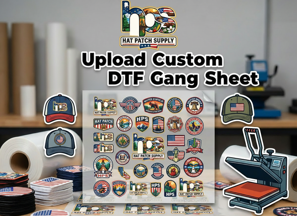 Upload Custom DTF Gang Sheet – 22" Wide - Hat Patch Supply by Hat Foundry
